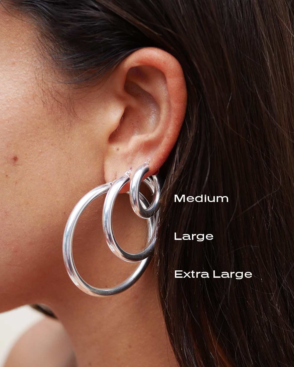 Large chunky silver hoops store